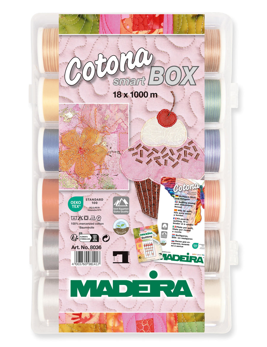 Madeira Cotona 50 Cotton Thread - 18 x 1100 Yards - Assortment Box ...